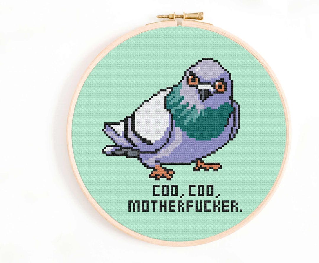 Angry Pigeon Cross Stitch Pattern: Funny Swear Word Design (instant ...