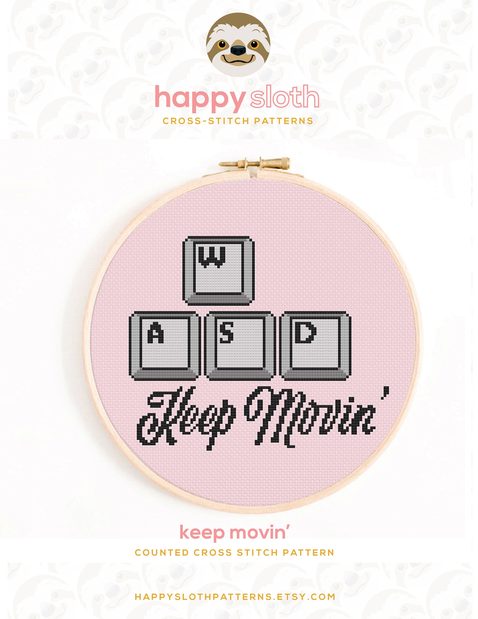 WASD PC Gamer Cross Stitch Pattern Keep Movin' Cross - Etsy