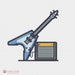 Electric Guitar Cross Stitch Pattern Guitar Cross Stitch Heavy Metal ...