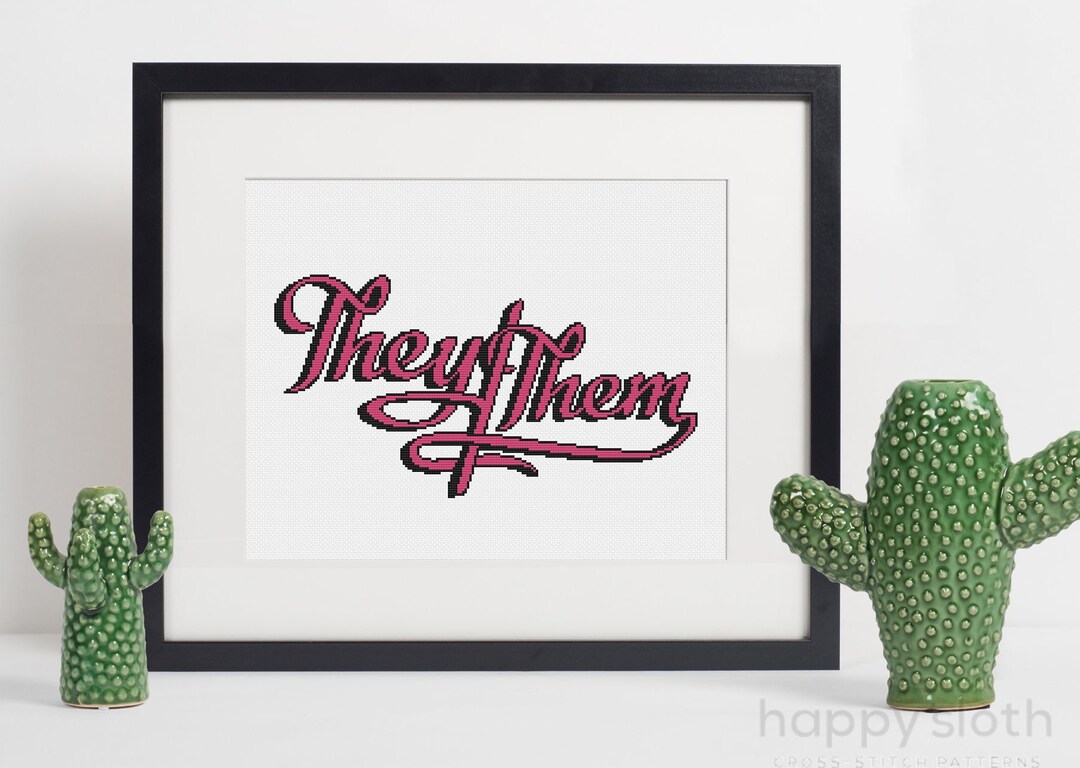 They/them Cross Stitch Pattern: Non-binary Embroidery (digital Download ...