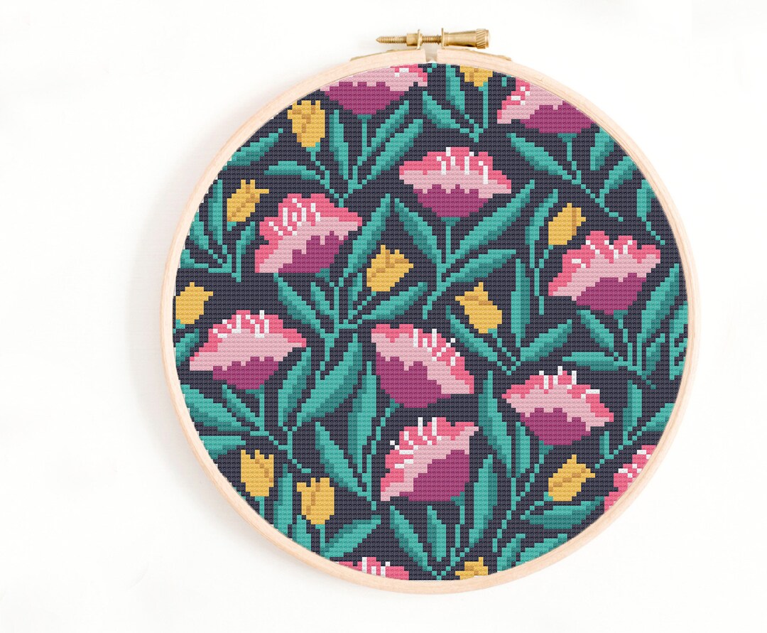Floral Full Coverage Cross Stitch Pattern / 8 Full - Etsy