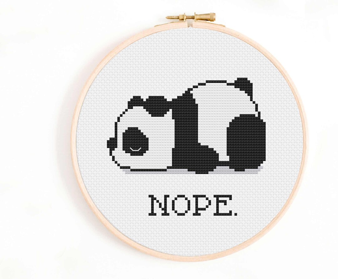 NOPE Tired Panda Cross Stitch Pattern Panda Cross Stitch - Etsy