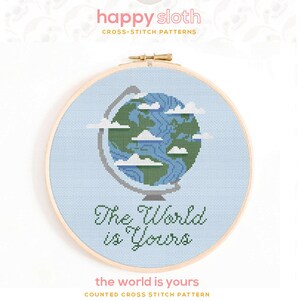 The World is Yours Cross Stitch Pattern - Globe Cross Stitch - Travel ...