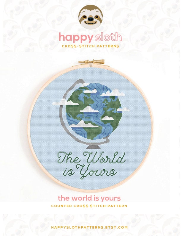 The World is Yours Cross Stitch Pattern Globe Cross Stitch - Etsy