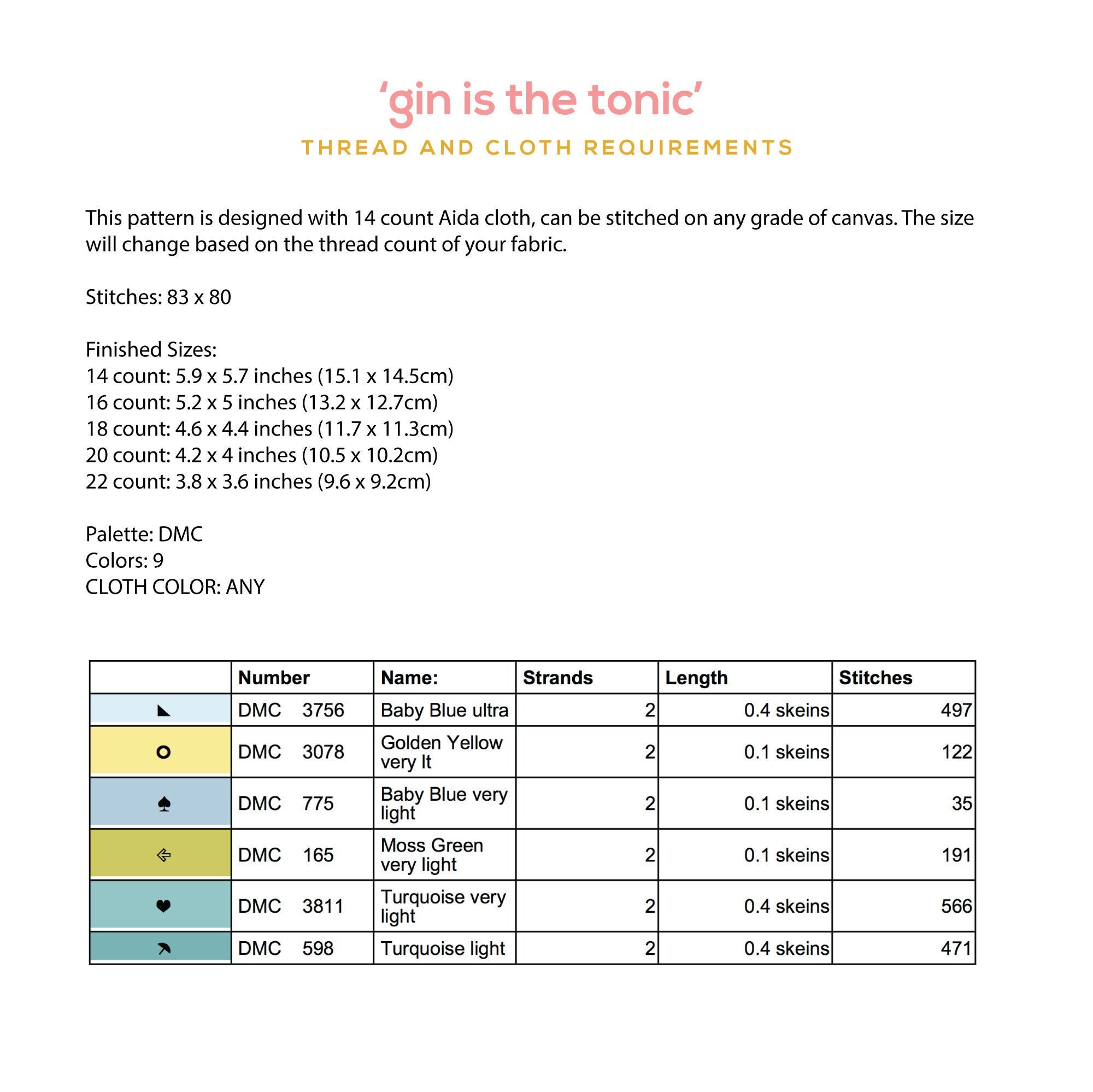 Sometimes the Gin is the Tonic Cross Stitch Pattern | Etsy