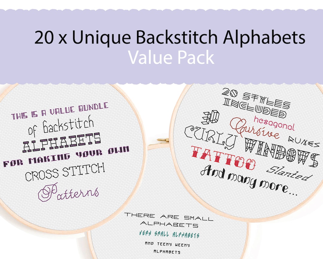 20 Backstitch Alphabet Fonts: Cross Stitch Patterns (digital Download ...