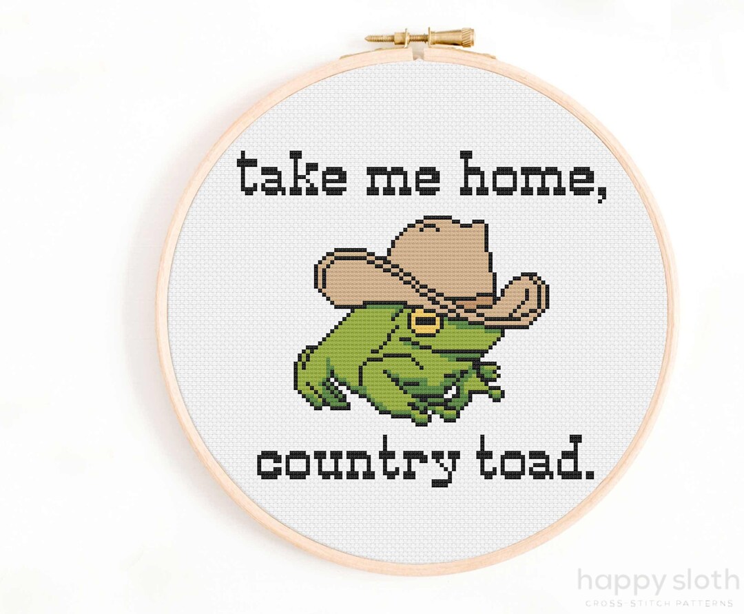 Country Toad Cross Stitch Pattern: Funny Home Decor (digital Download ...