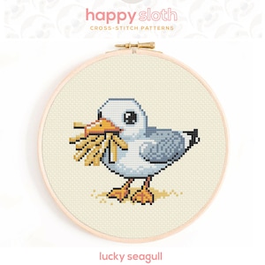 Lucky Seagull Cross Stitch Pattern - Funny Seagull Cross Stitch ...