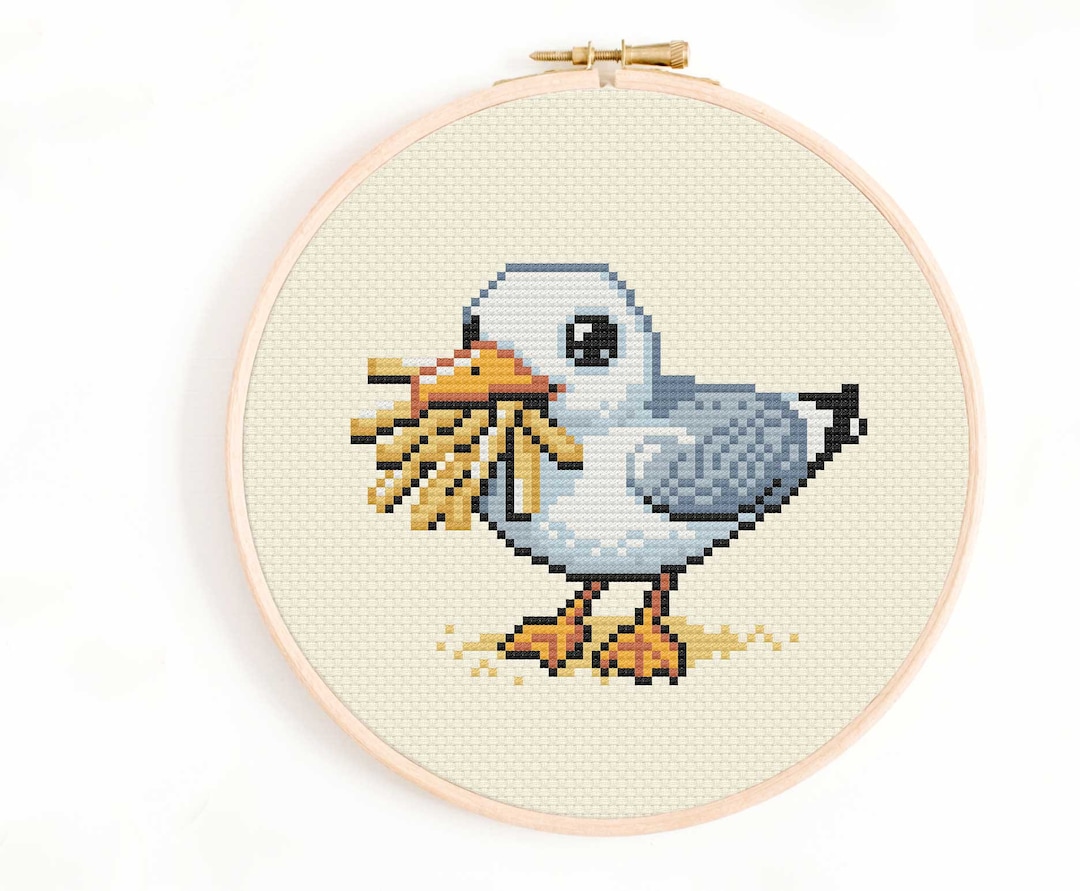 Lucky Seagull Cross Stitch Pattern - Funny Seagull Cross Stitch ...