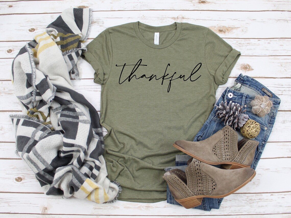 Thankful Tee | Simply Thankful T-shirt | Thanksgiving Tee | Heather ...