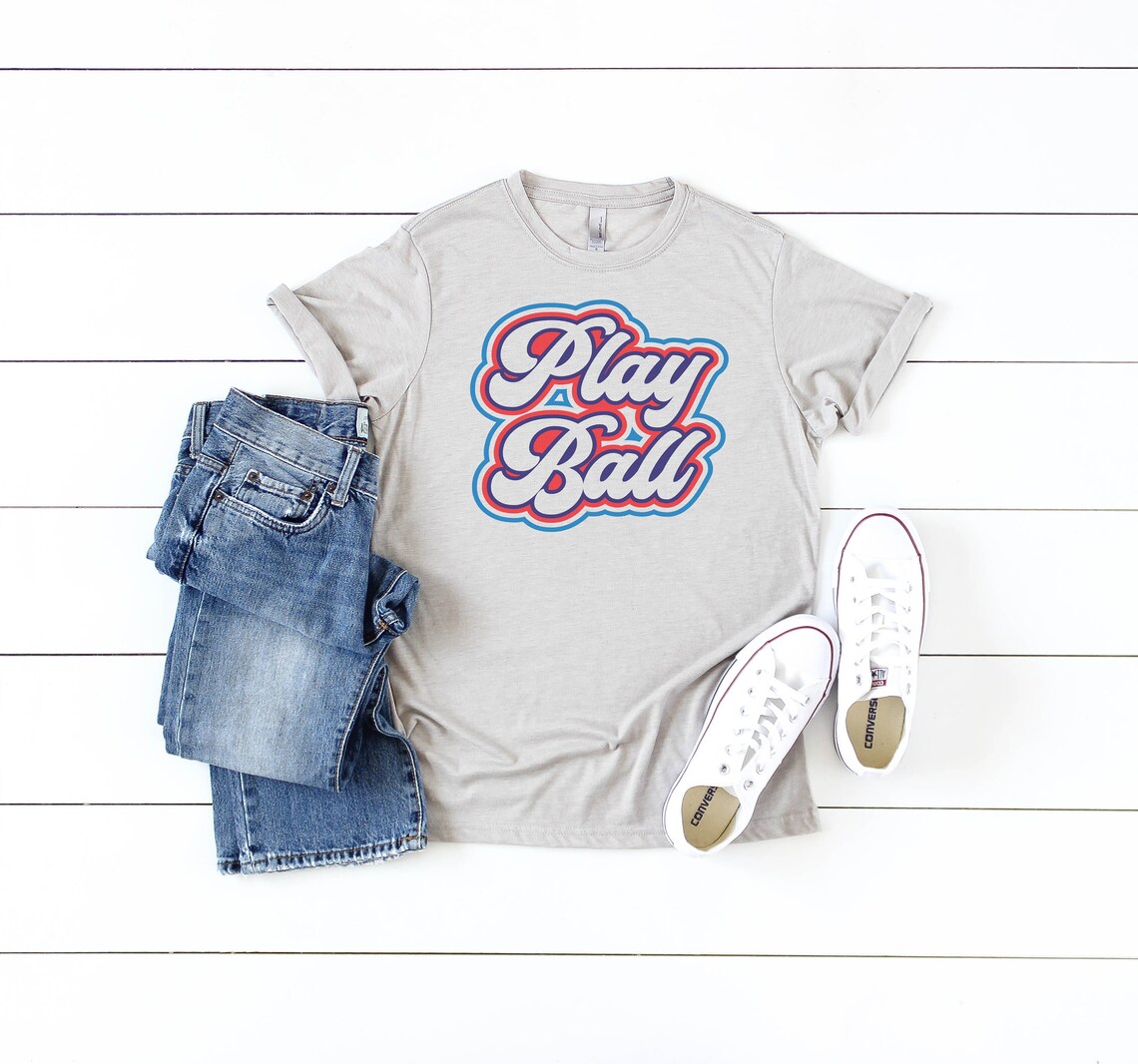 Play Ball Retro Shirt Play Ball Shirt Womens Baseball - Etsy