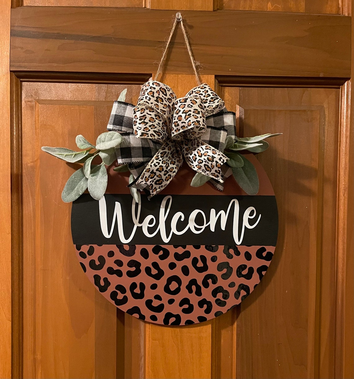 Welcome Door Hanger Leopard Print Welcome Sign Leopard Door - Etsy