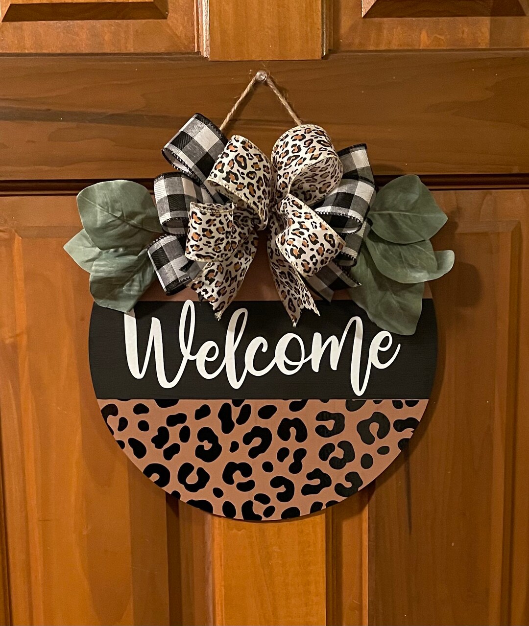 Welcome Door Hanger Leopard Print Welcome Sign Leopard Door Hanger ...