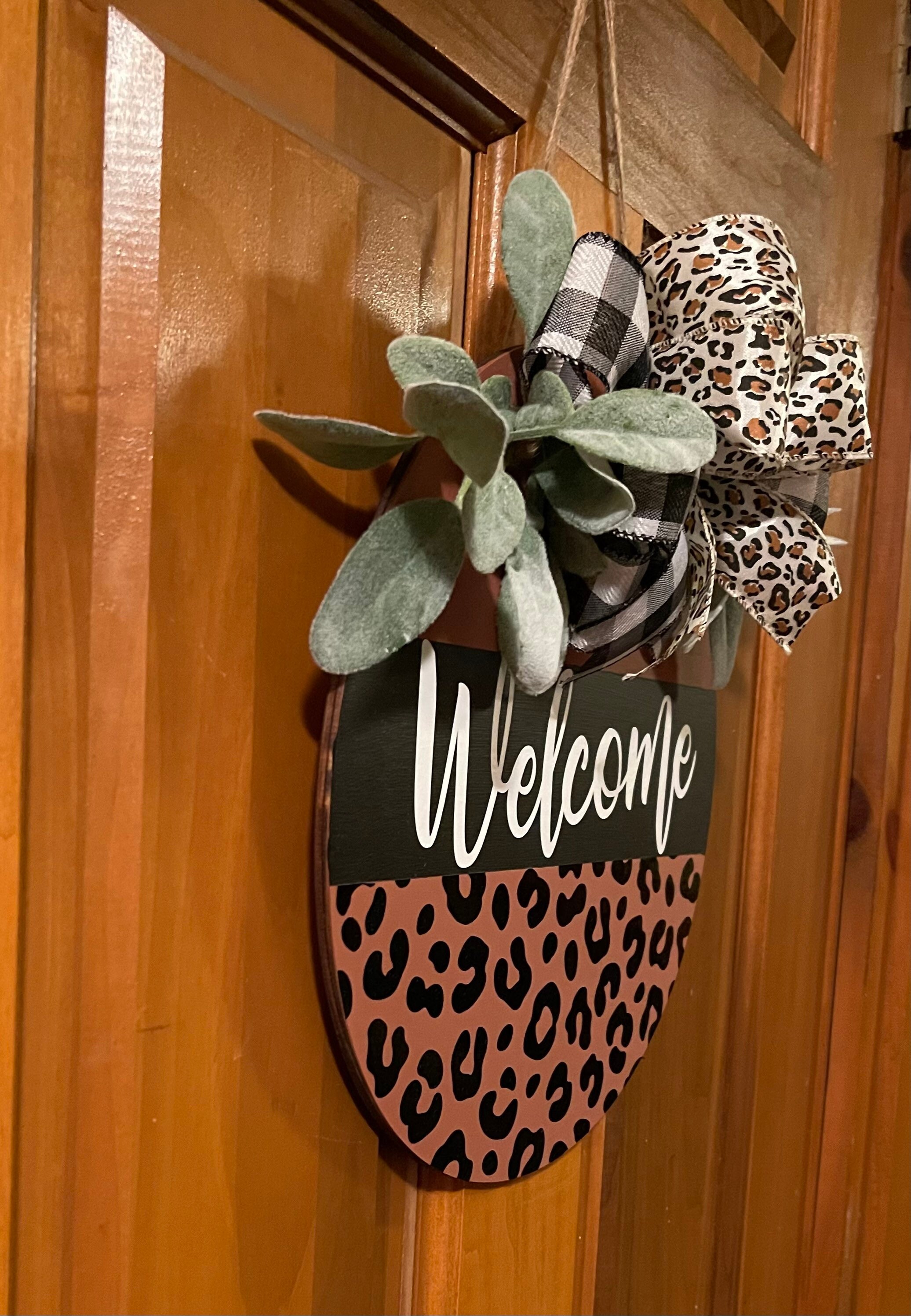 Welcome Door Hanger Leopard Print Welcome Sign Leopard Door - Etsy