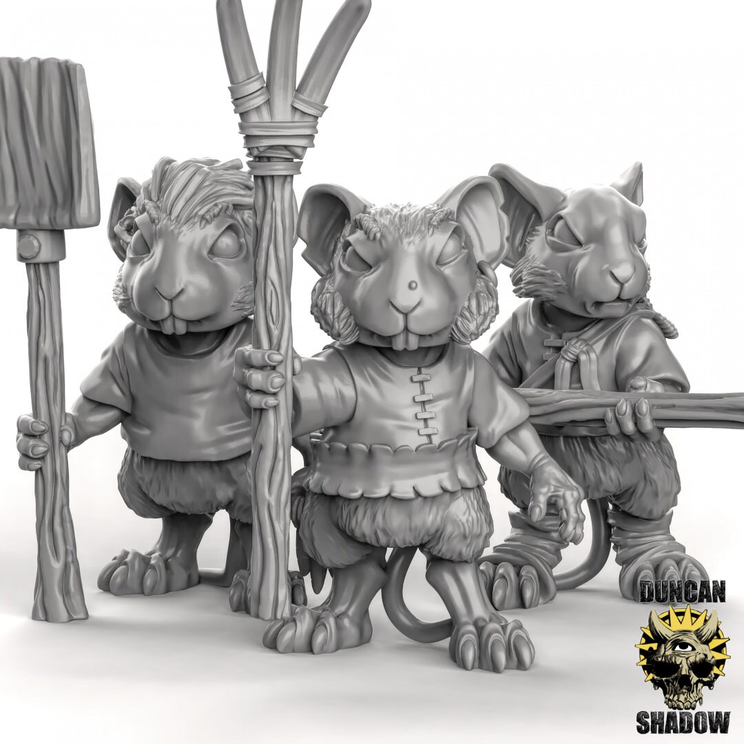 Mouse Folk Farmers 3D Printed Resin Miniature | Tabletop Role Playing ...