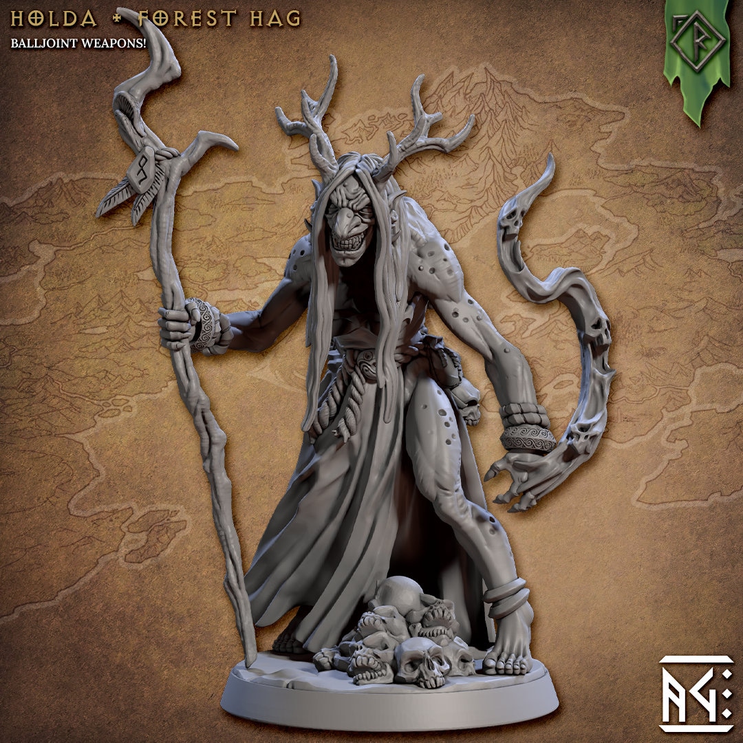 Holda the Green Forest Hag (30mm Base) 3D Printed Resin Miniature ...