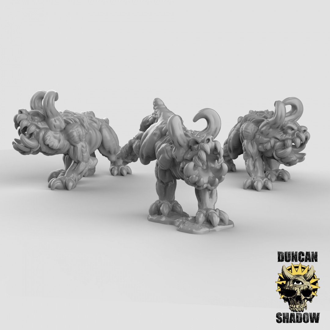 Chaos Hounds V2 3D Printed Resin Miniature | Tabletop Role Playing ...