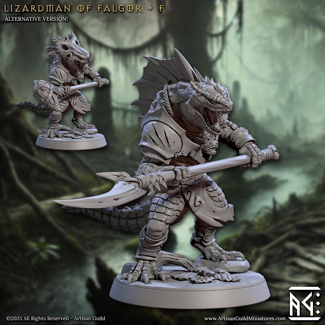 Falgor Lizardman V6 (30mm Base) 3D Printed Resin Miniature | Tabletop ...