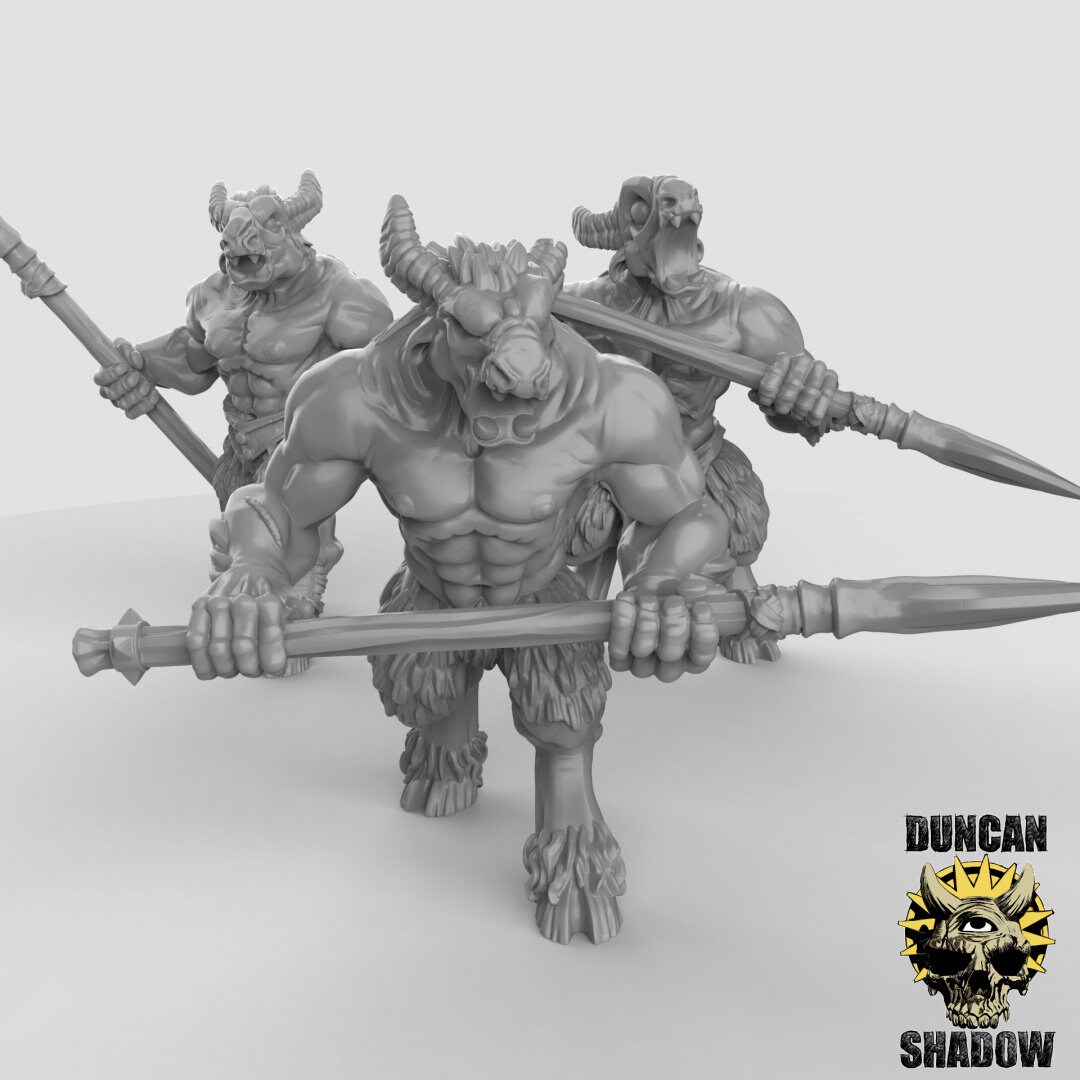 Beastmen With Spears 3D Printed Resin Miniature | Tabletop Role Playing ...