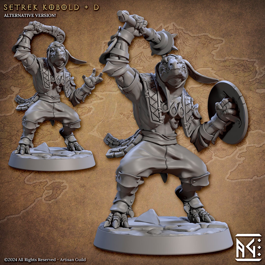 Setrek Kobold V4 (25mm Base) 3D Printed Resin Miniature | Tabletop Role ...