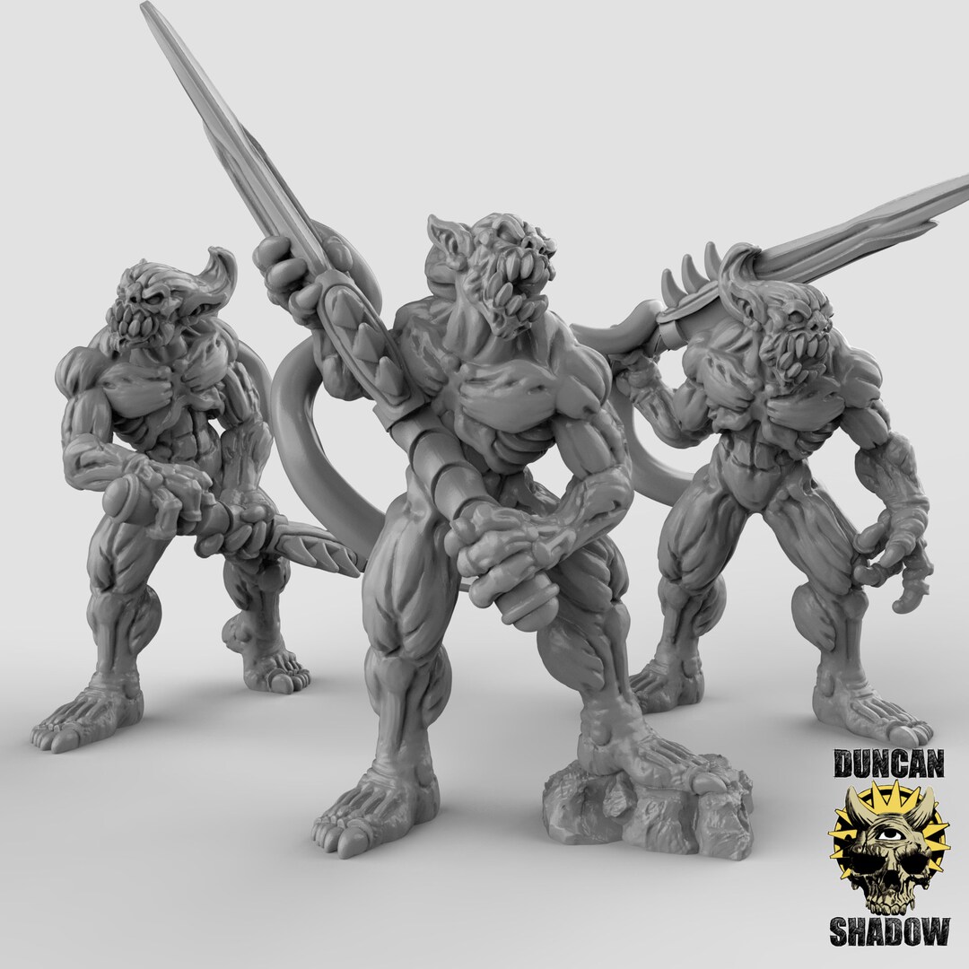 Babau Demons With Swords 3D Printed Resin Miniature | Tabletop Role ...