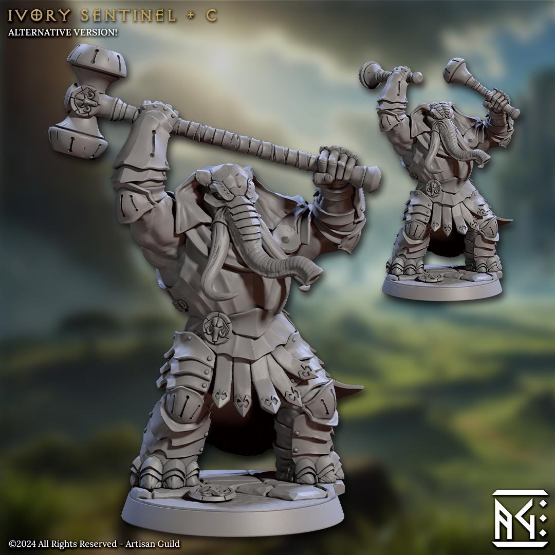 Ivory Sentinel of Elephorim Order V3 (30mm Base)3d Printed Resin ...