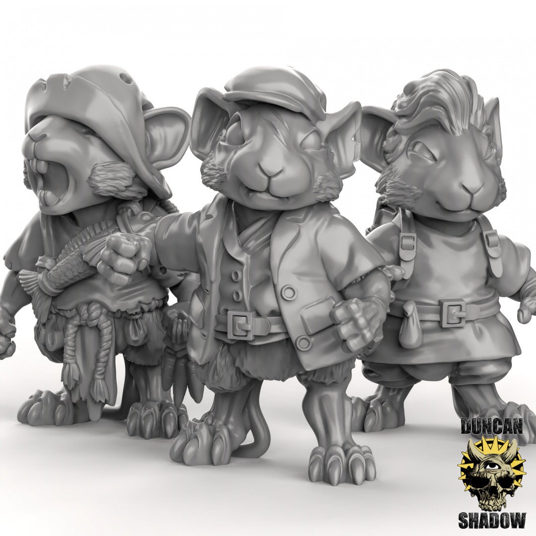 Unarmed Mouse Folk 3D Printed Resin Miniature | Tabletop Role Playing ...