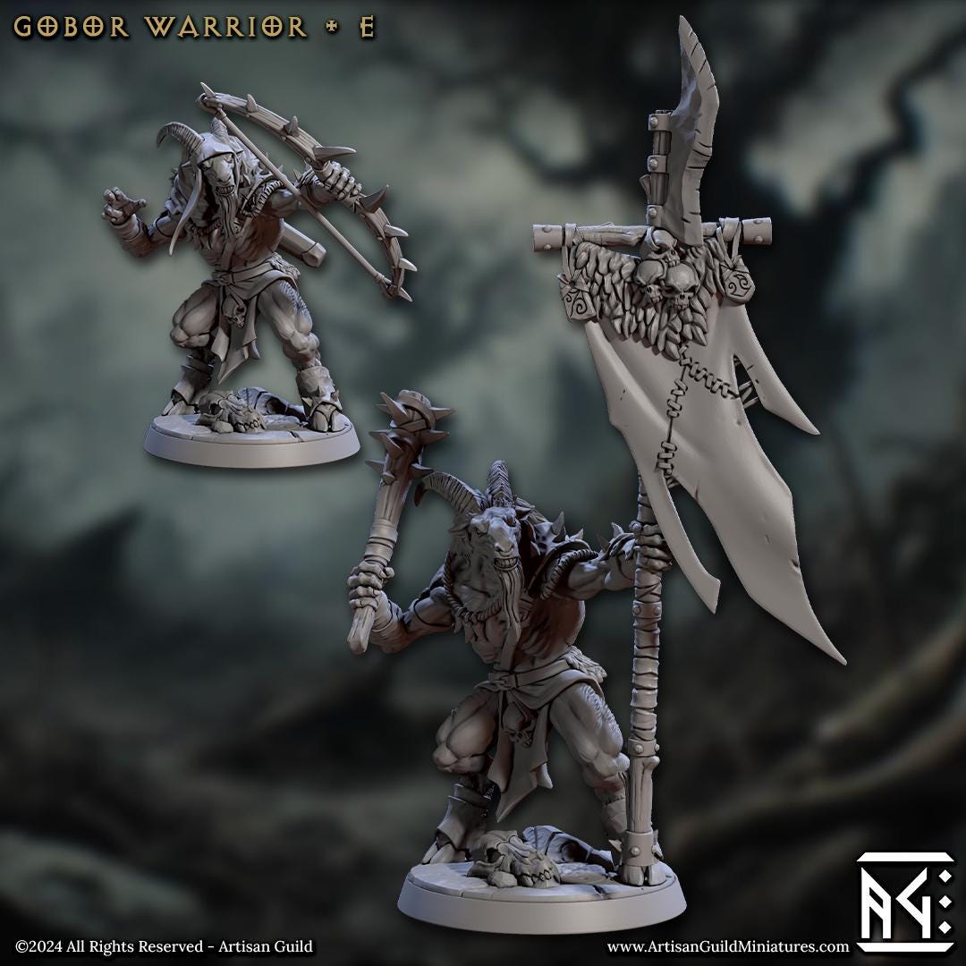 Gobor Beastmen Warrior V5 (30mm Base) 3D Printed Resin Miniature ...