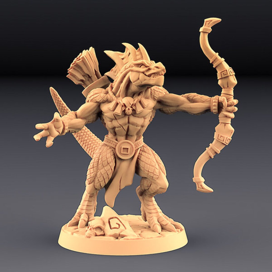 Male Goldmaw Lizard Archer 3D Printed Resin Miniature Tabletop Role ...