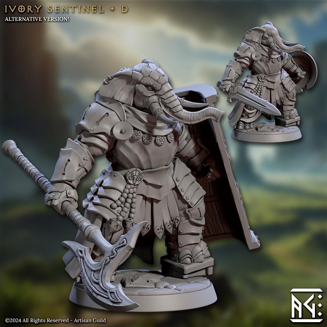 Ivory Sentinel of Elephorim Order V4 (30mm Base)3d Printed Resin ...
