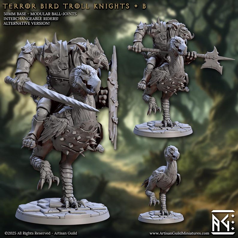Ironkeep Troll Terror Bird Knight V2 (50mm Base) 3D Printed Resin ...
