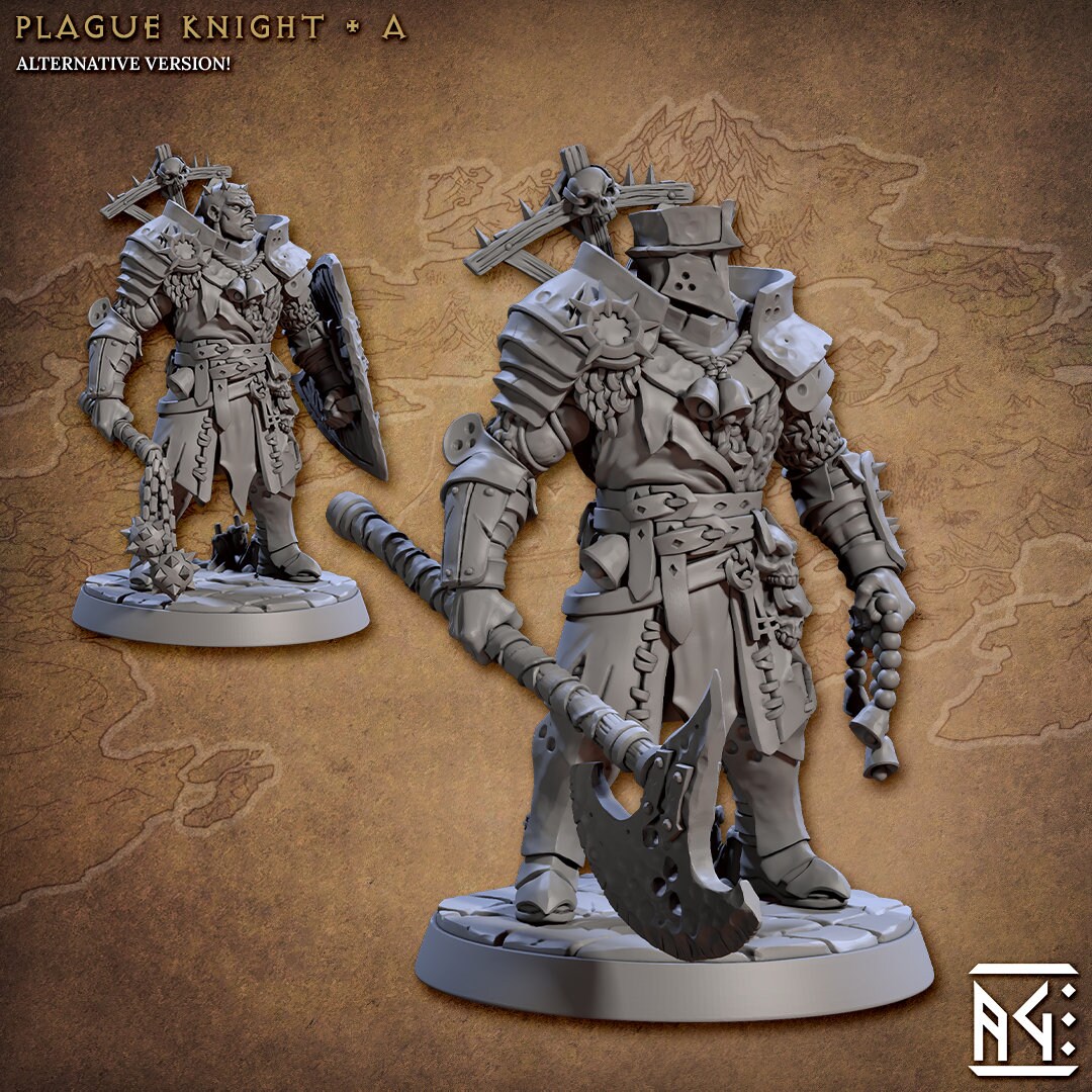Rodburg Plague Knight V1 (30mm Base) 3D Printed Resin Miniature ...