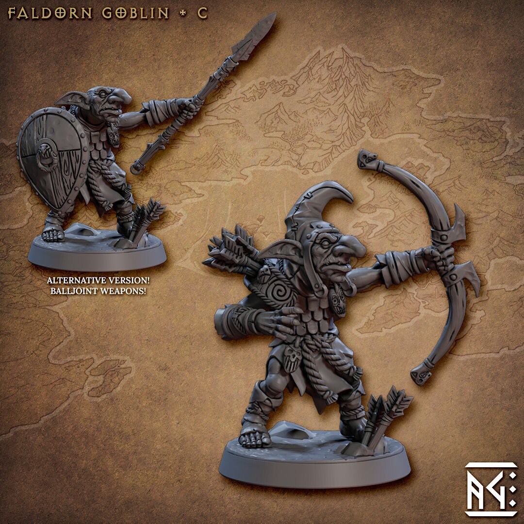 Faldorn Goblin V3 (25mm Base) 3D Printed Resin Miniature | Tabletop ...