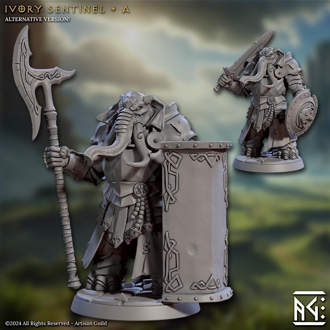 Ivory Sentinel of Elephorim Order V1 (30mm Base)3d Printed Resin ...