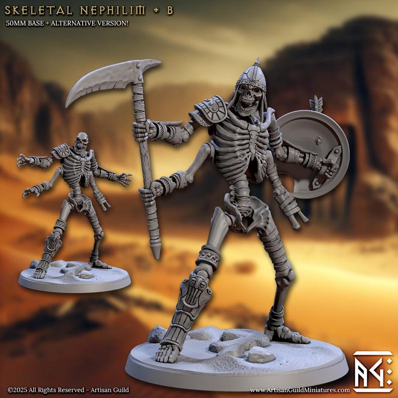 Skeletal Nephilim V2 (50mm Base) 3D Printed Resin Miniature | Tabletop ...