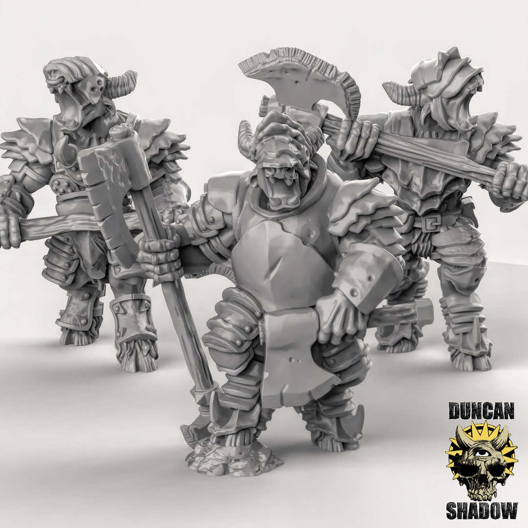 Heavy Armor Beastmen 3D Printed Resin Miniature | Tabletop Role Playing ...