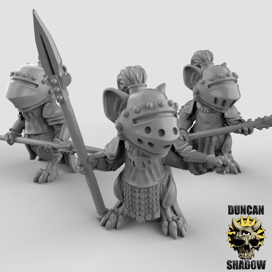 Mouse Knights With Spears 3D Printed Resin Miniature Tabletop Role ...