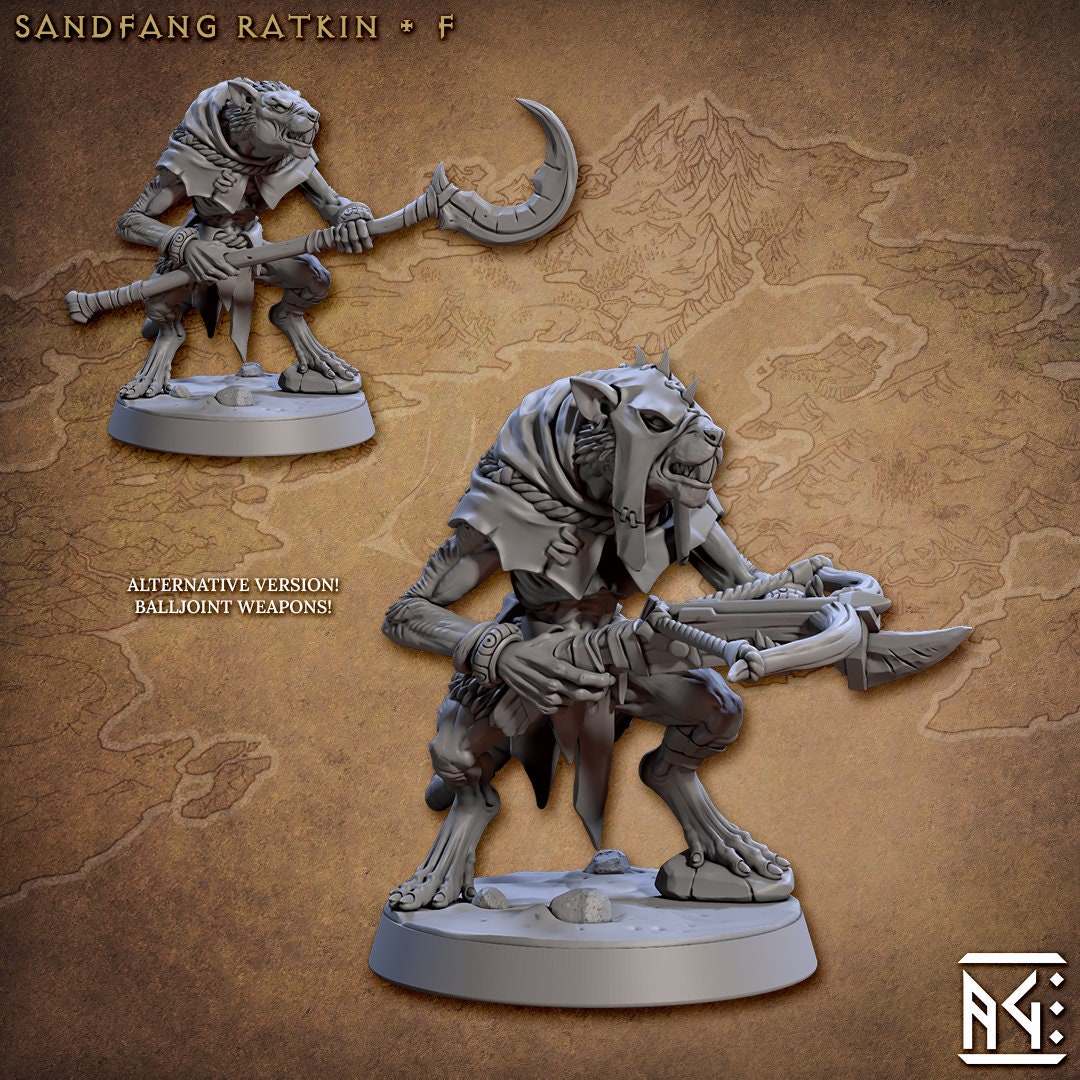 Sandfang Ratkin V6 (25mm Base) 3D Printed Resin Miniature | Tabletop ...