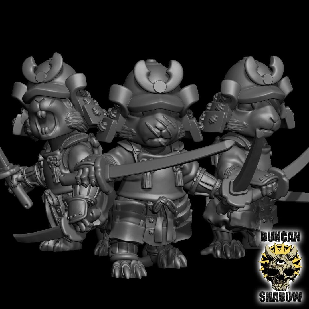 Mouse Samurai With Swords 3D Printed Resin Miniature | Tabletop Role ...