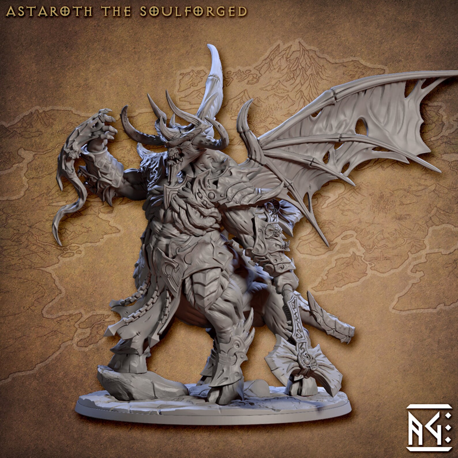 Astaroth the Soulforged (100mm Base) 3D Printed Resin Miniature ...