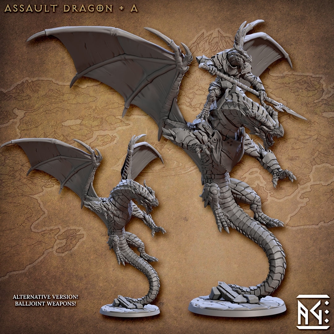 Draconian Assault Drake V1 (50mm Base) 3D Printed Resin Miniature ...