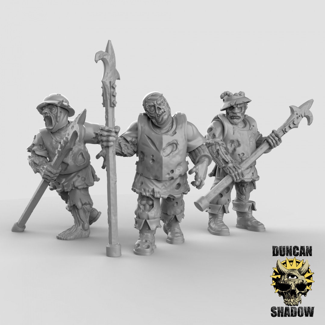 Zombie Town Guard With Polearm 3D Printed Resin Miniature | Tabletop ...