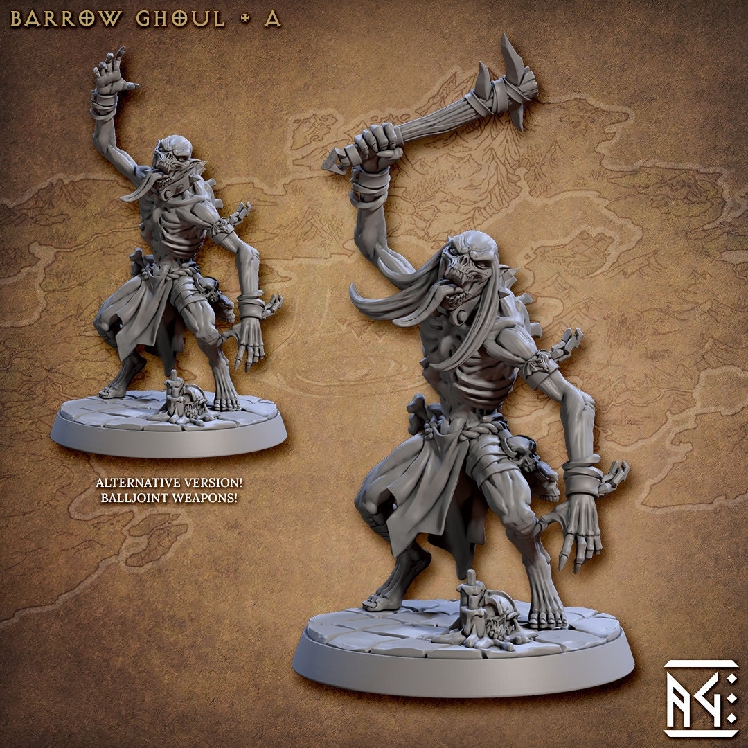 Rodburg Barrows Ghoul V1 (30mm Base) 3D Printed Resin Miniature ...