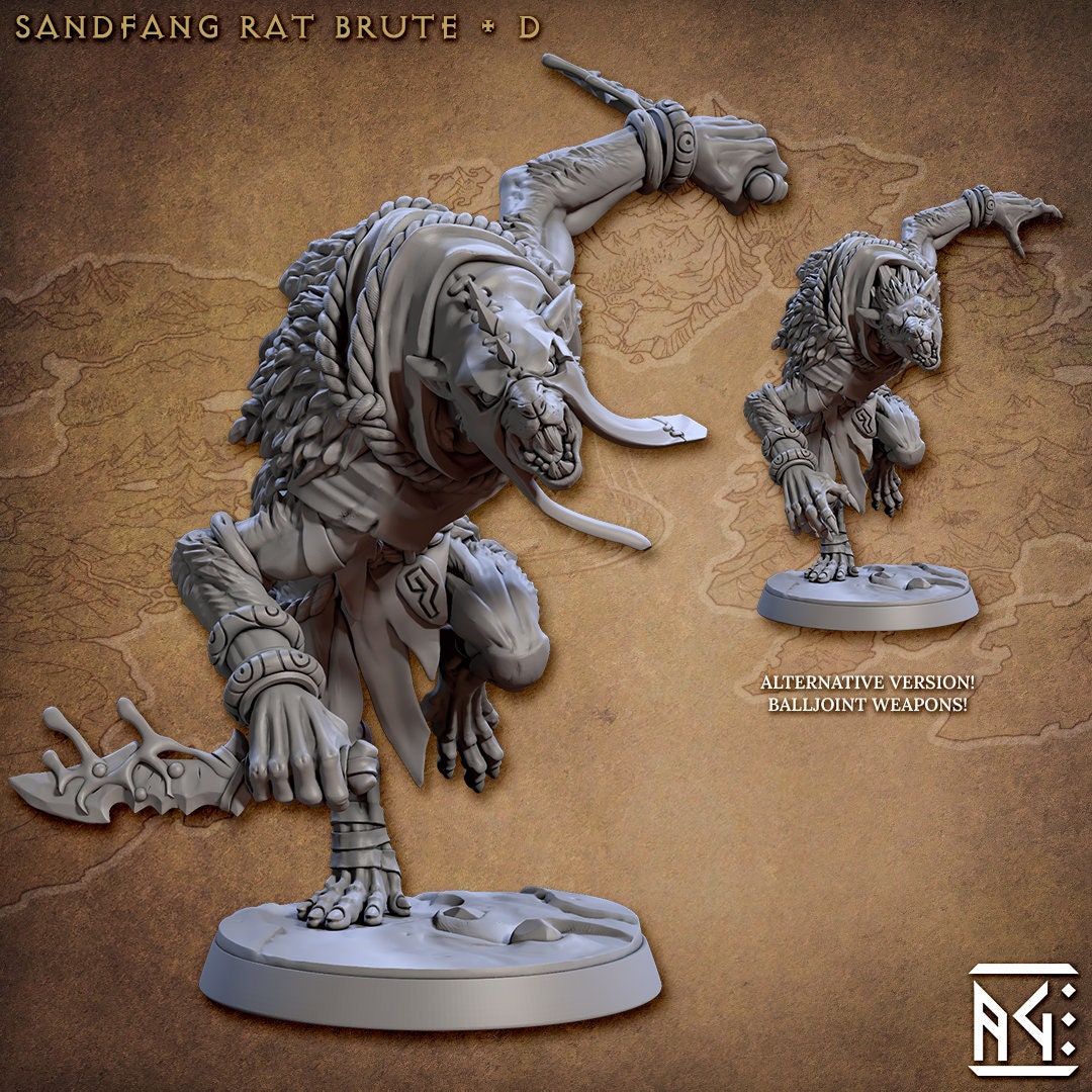 Sandfang Ratkin Brute V4 (30mm Base) 3D Printed Resin Miniature ...