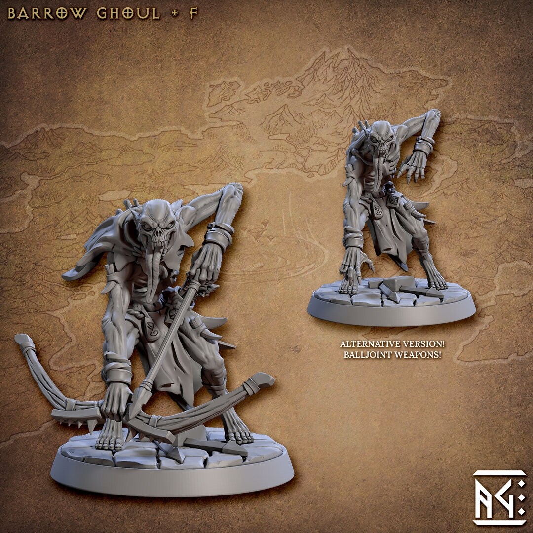Rodburg Barrows Ghoul V6 (30mm Base) 3D Printed Resin Miniature ...