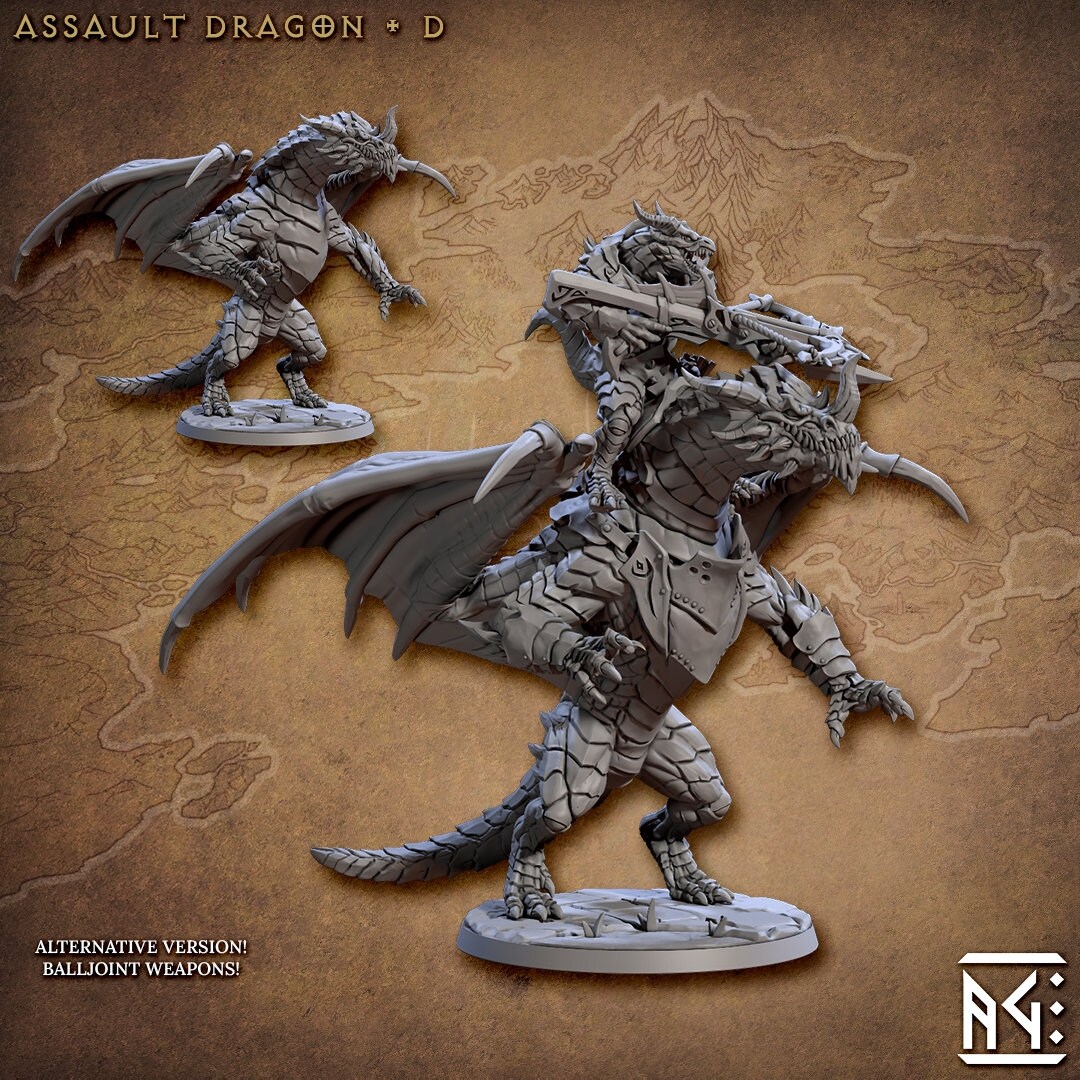 Draconian Assault Drake V4 (50mm Base) 3D Printed Resin Miniature ...
