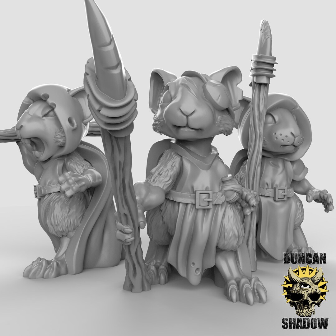 Mouse Rangers With Spears 3D Printed Resin Miniature | Tabletop Role ...
