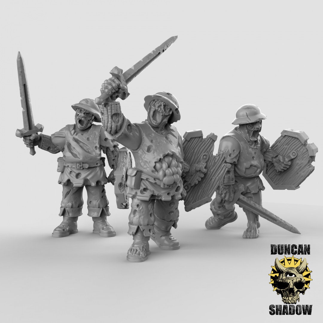 Zombie Town Guard With Swords 3D Printed Resin Miniature | Tabletop ...