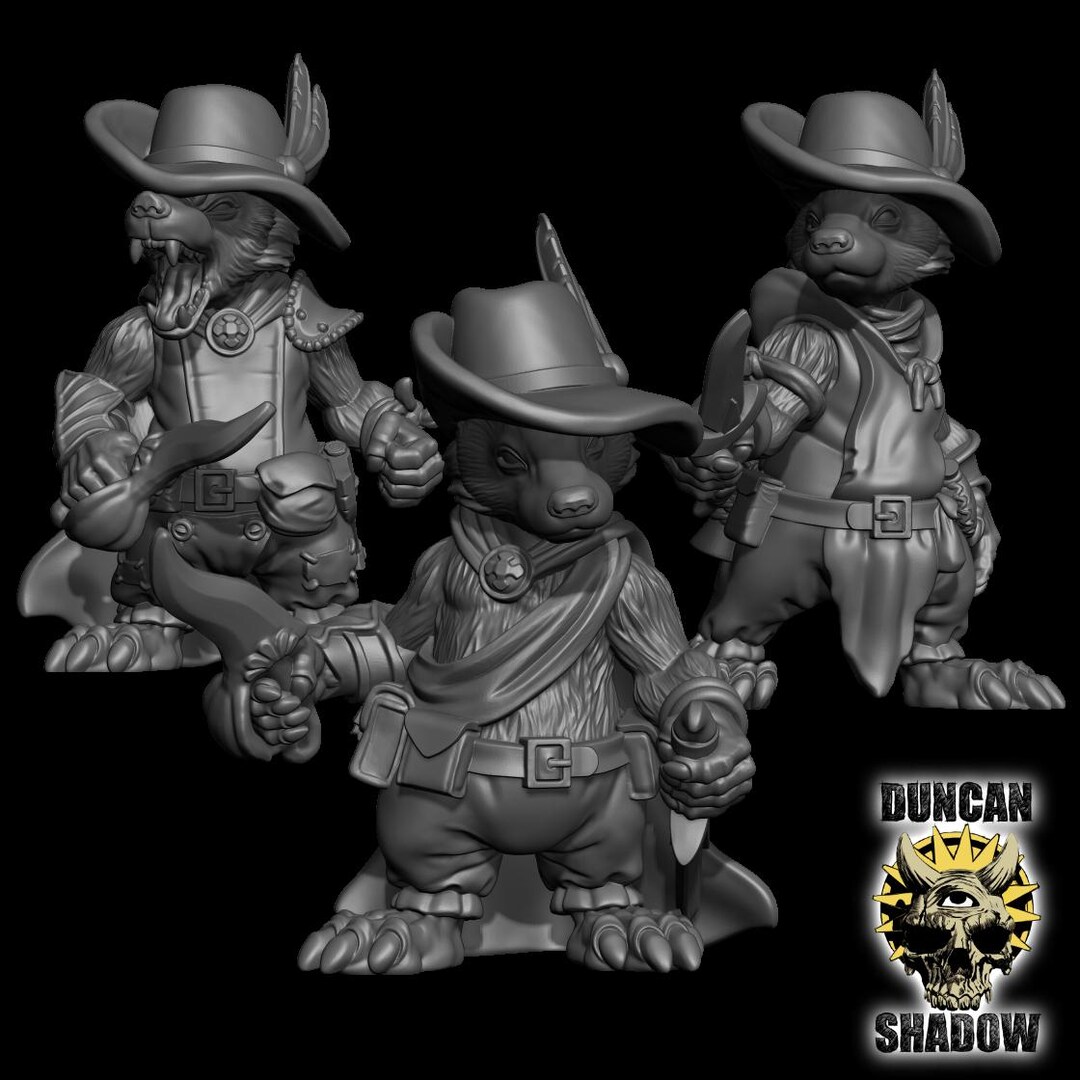 Badger Folk With Daggers 3D Printed Resin Miniature | Tabletop Role ...