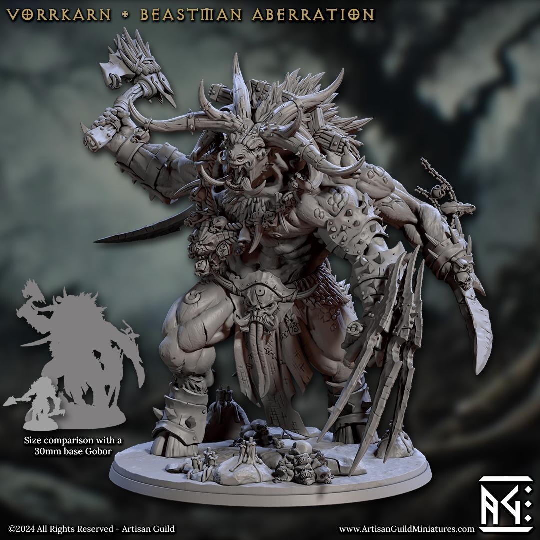 Vorrkarn Beastmen Abberation (100mm Base) 3D Printed Resin Miniature ...